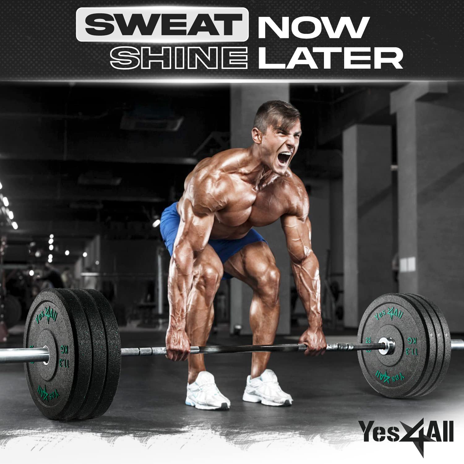 Yes4All 2-Inch Bumper Plate, Olympic Weight Plates for Weightlifting & Strength Training - 25 LBS (Single)