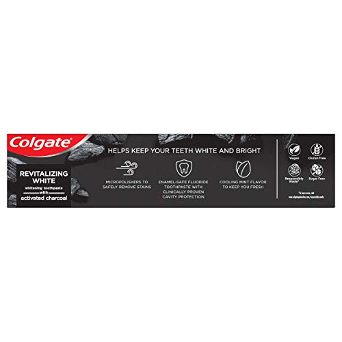 Colgate Charcoal Teeth Whitening Toothpaste, Natural Mint Flavor, Vegan, 4.6 Ounce, 3 Pack