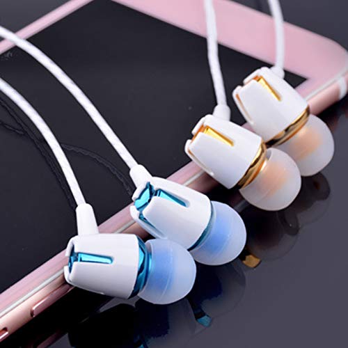 Heave Wired in Ear Headphones Earbuds,Powerful Heavy Bass Sound Wired Headset Gaming Earbuds Built in Noise Cancellation Mic for Running Workout Exercise Blue