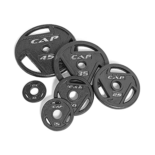 WF Athletic Supply Cast Iron 2-Inch Olympic Grip Plate for Strength Training, Muscle Toning, Weight Loss & Crossfit - Charcoal, 5LB, Set of 2