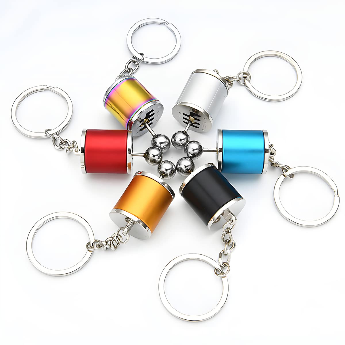 Car Shifter Gear Keychain, 6 Speed Shifter Keyring Gadgets, Car Shift Lever Manual Transmission Gearbox Pendant Accessories (Black)