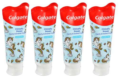 Colgate Unicorn Anticavity Kids Toothpaste with Fluoride for Ages 2+, ADA-Accepted, Mild Bubble Fruit Flavor - 3.5 Ounces (4 Pack)