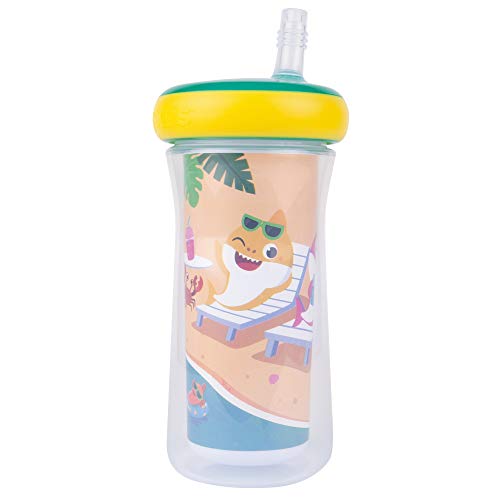 The First Years Pinkfong Baby Shark Insulated Straw Cup - Spill Proof Toddler Straw Cups - Toddler Sippy Cups - 9 Oz - 2 Count