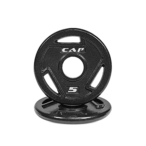 WF Athletic Supply Cast Iron 2-Inch Olympic Grip Plate for Strength Training, Muscle Toning, Weight Loss & Crossfit - Charcoal, 5LB, Set of 2