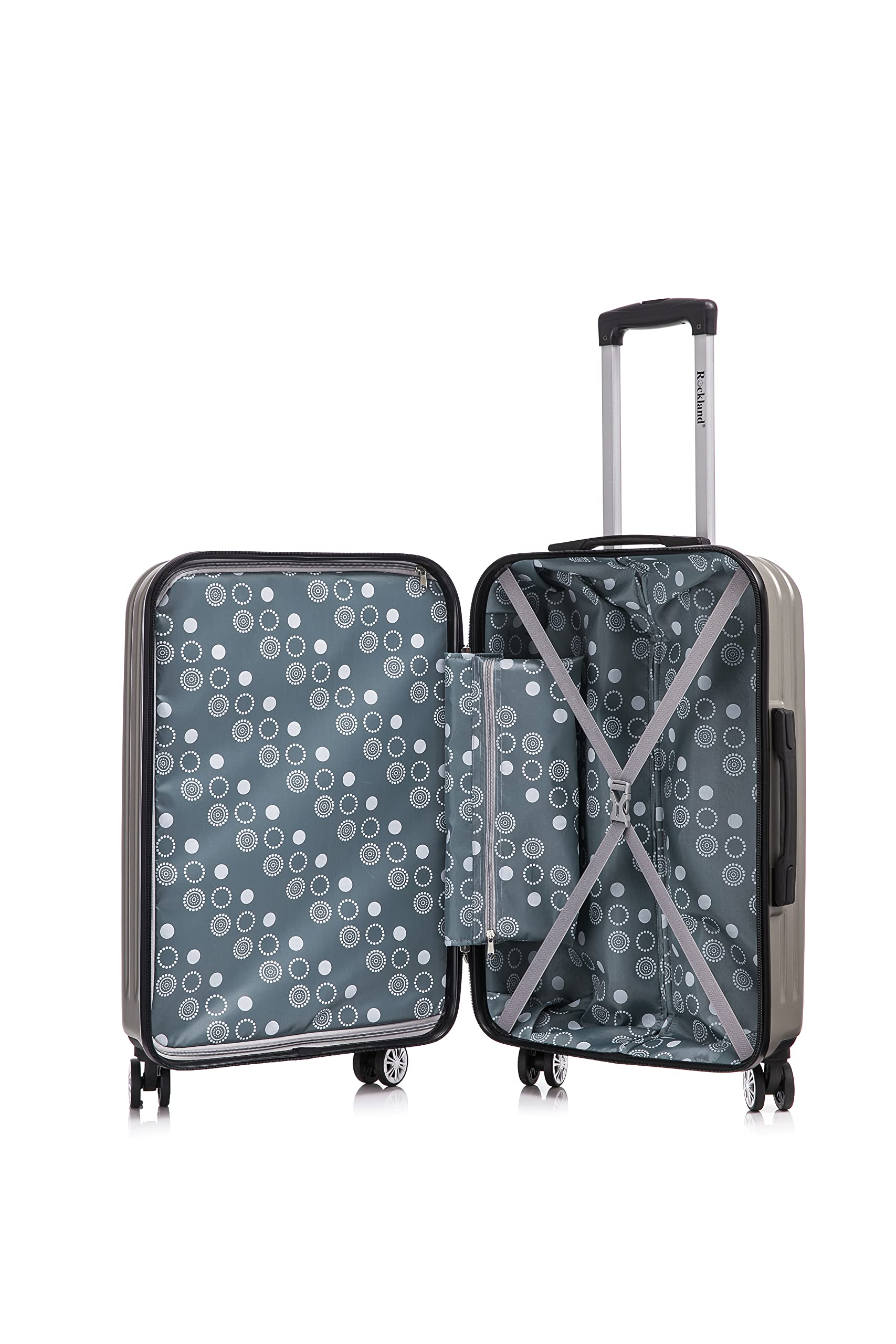 Rockland Irvine Hardside Spinner Wheel Luggage, Silver, 19", 23", 27"