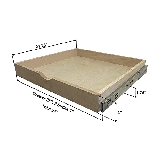 Couver CabinetRTA Soft-Close DIY Slide Out Cabinet Shelf Pull-Out Wood Drawer Storage (W)27 x (D)21