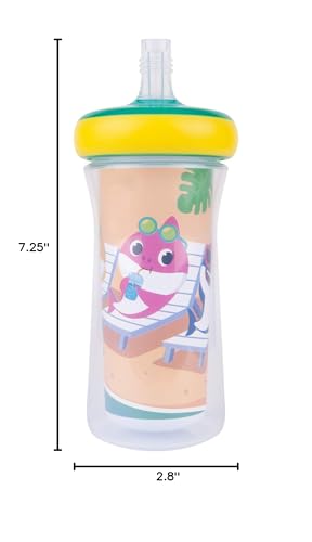 The First Years Pinkfong Baby Shark Insulated Straw Cup - Spill Proof Toddler Straw Cups - Toddler Sippy Cups - 9 Oz - 2 Count