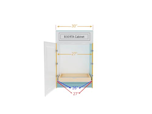 Couver CabinetRTA Soft-Close DIY Slide Out Cabinet Shelf Pull-Out Wood Drawer Storage (W)27 x (D)21