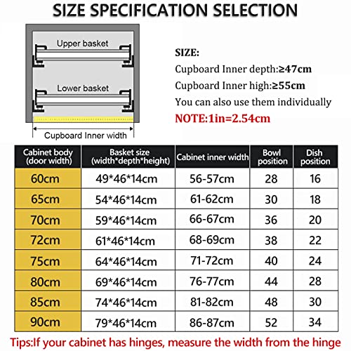 2 Tier Cabinet Pull Out Shelves 304 Stainless Steel Wire Basket Sliding Drawer for Cabinet Storage Shelves Heavy Duty Slide Out Pan Lid Cookware Organizer for Kitchen Cupboard Pantry (74(W)*46(D)*14(