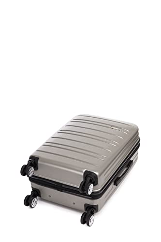 Rockland Irvine Hardside Spinner Wheel Luggage, Silver, 19", 23", 27"