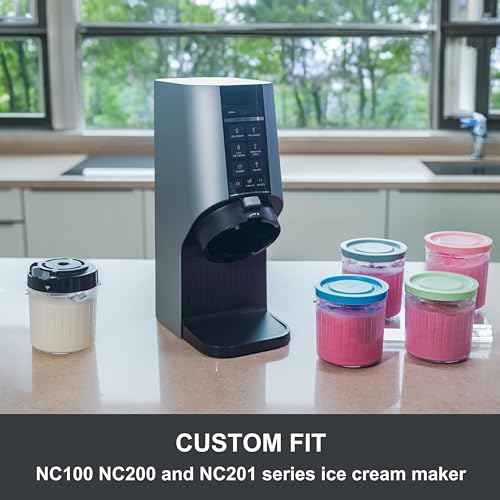 Omnikit Containers Replacement for Ninja Creami Pints and Lids - 4 Pack, 16oz Cups Compatible with NC301 NC300 NC299AMZ NC290 Series Ice Cream Maker - Airtight Anti-slip (Breeze series - 4 pack - 2)