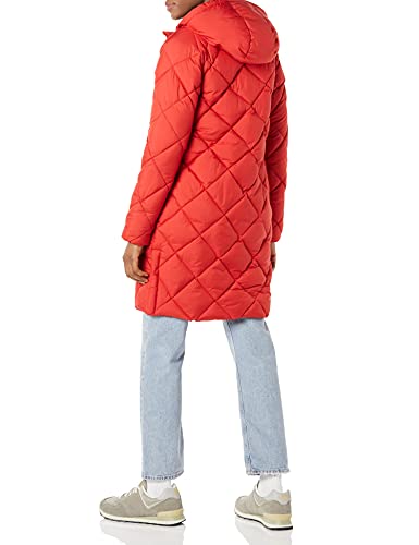 Amazon Essentials Women's Heavyweight Diamond Quilted Knee Length Puffer Coat - Discontinued Colors, Red, Medium