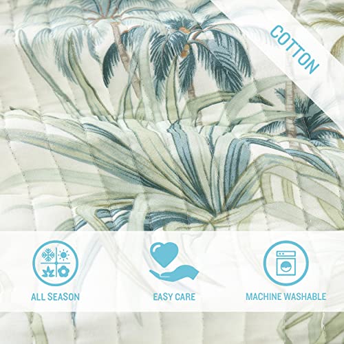 Tommy Bahama - Serenity Palm Collection - Quilt - 100% Cotton, Soft & Breathable for All Seasons, Pre-Washed for Added Comfort, Twin, Blue