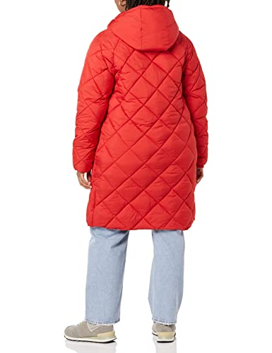 Amazon Essentials Women's Heavyweight Diamond Quilted Knee Length Puffer Coat - Discontinued Colors, Red, Medium