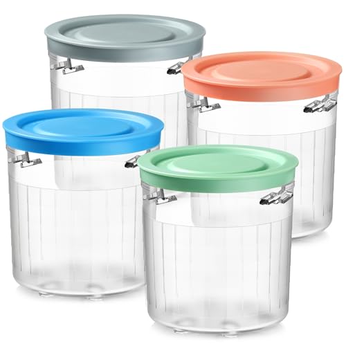Omnikit Containers Replacement for Ninja Creami Pints and Lids - 4 Pack, 16oz Cups Compatible with NC301 NC300 NC299AMZ NC290 Series Ice Cream Maker - Airtight Anti-slip (Breeze series - 4 pack - 2)