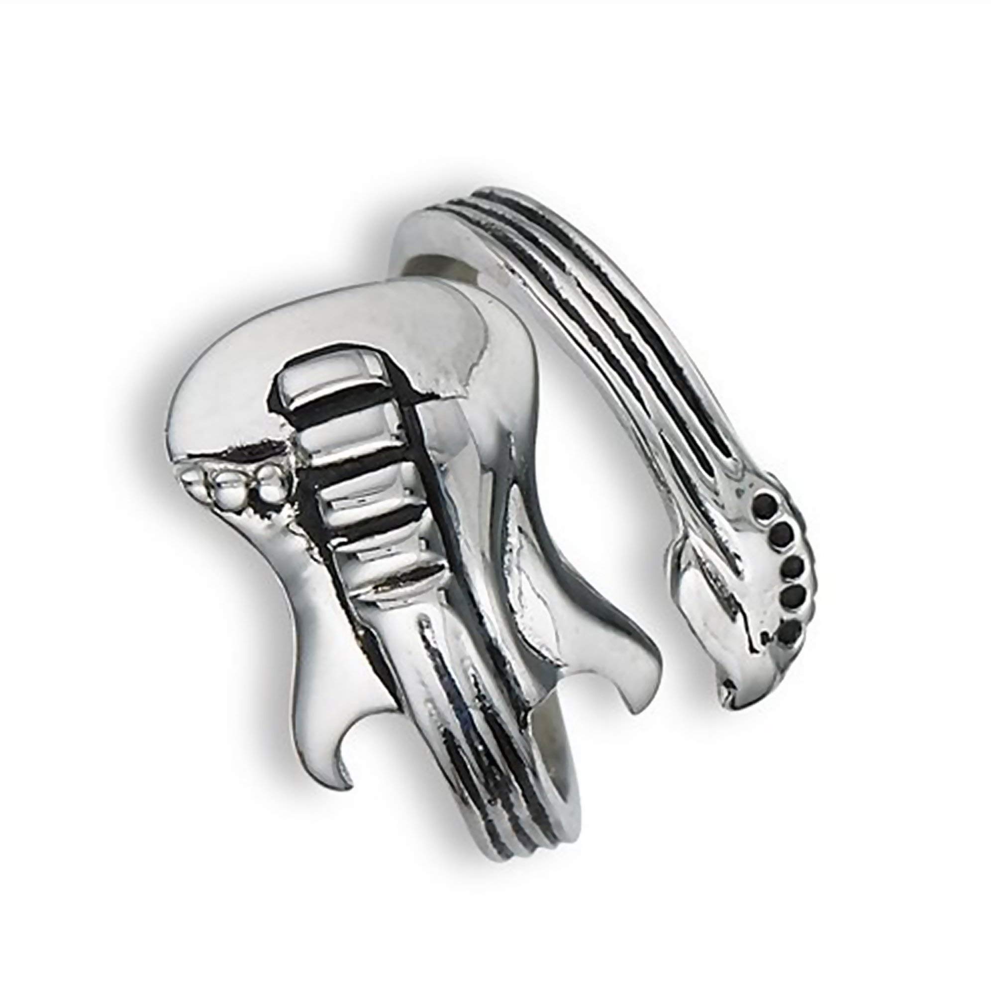 Fantasy Forge Jewelry Electric Guitar Ring Womens Mens Stainless Steel Adjustable Music Instrument Band Sizes 7-12 (8)