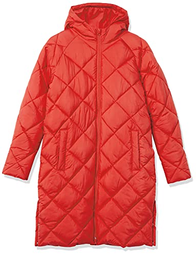 Amazon Essentials Women's Heavyweight Diamond Quilted Knee Length Puffer Coat - Discontinued Colors, Red, Medium