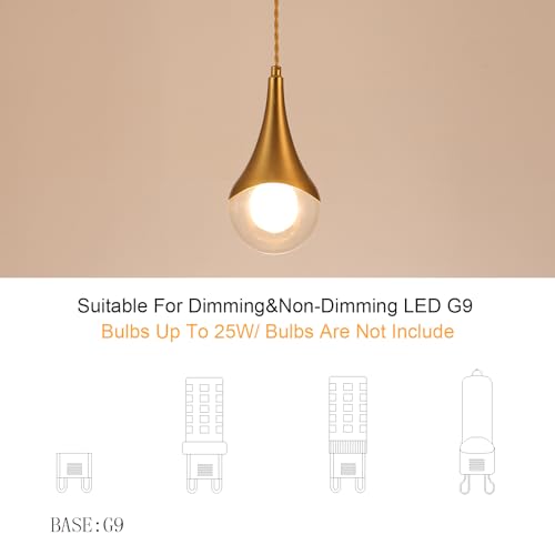Dijiahua Gold Pendant Lights Kitchen Island 3 Pack, Modern Brass Raindrop Pendant Light Fixture Set of 3 with Clear Glass Globe,Mini Teardrop Chandelier,Adjustable Cord Hanging Lighting for Sink