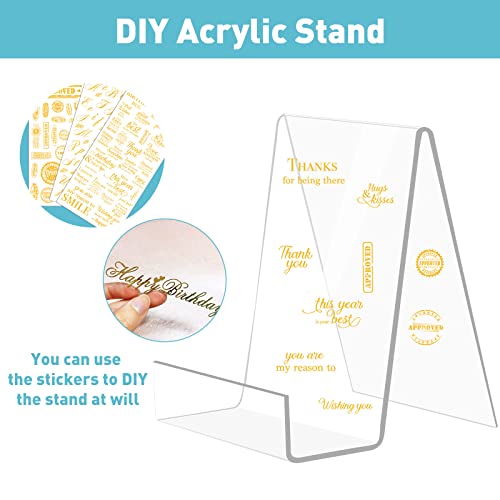 trophable 6 Pack Acrylic Book Stand Clear Book Display Easel Holder for Displaying Tablets,Newspaper, Magazines, Notebooks,Textbooks CDs, etc.(Clear-Small)