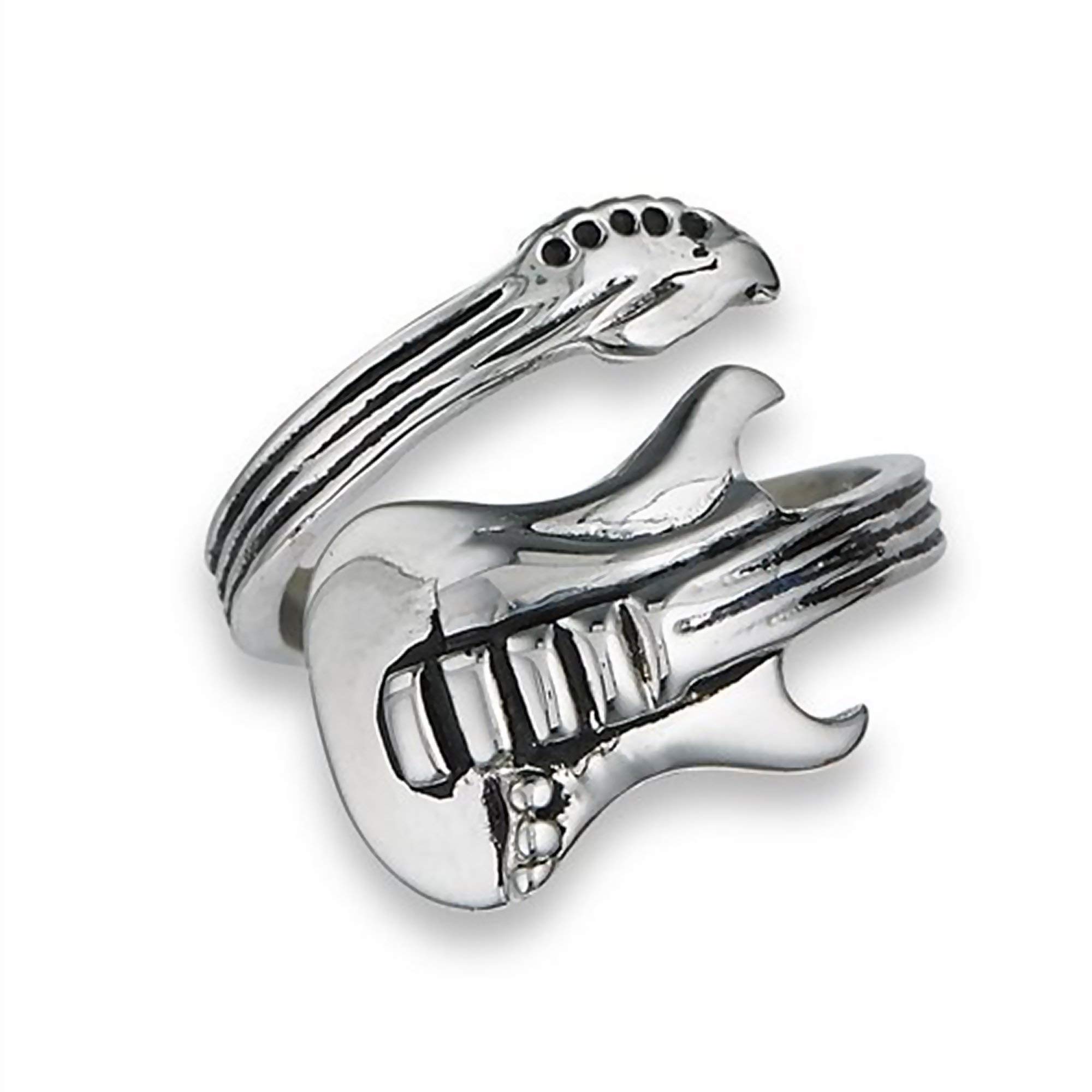Fantasy Forge Jewelry Electric Guitar Ring Womens Mens Stainless Steel Adjustable Music Instrument Band Sizes 7-12 (8)