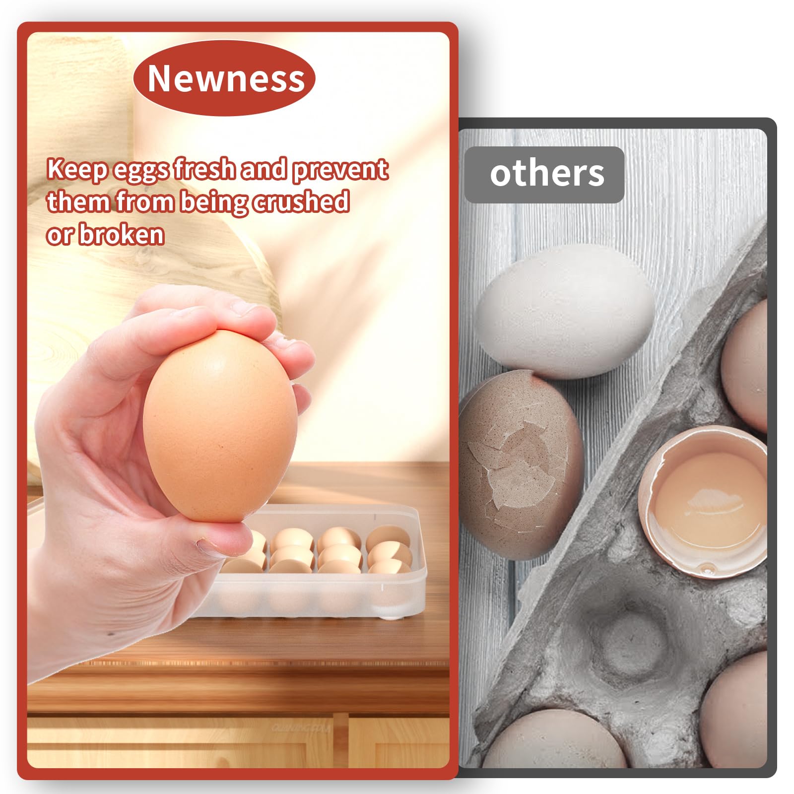 Newness Deviled Egg Containers with Lid, (Set of 2), Plastic Egg Platter for 48 Devil Eggs, Clear Storage Deviled Egg Carrier, Fridge Stackable Countertop Portable Egg Tray
