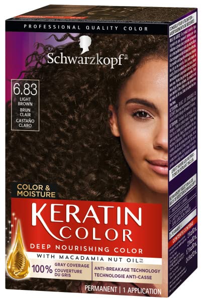 Schwarzkopf Keratin Color, Color & Moisture Permanent Hair Color Cream, 6.83 Light Brown