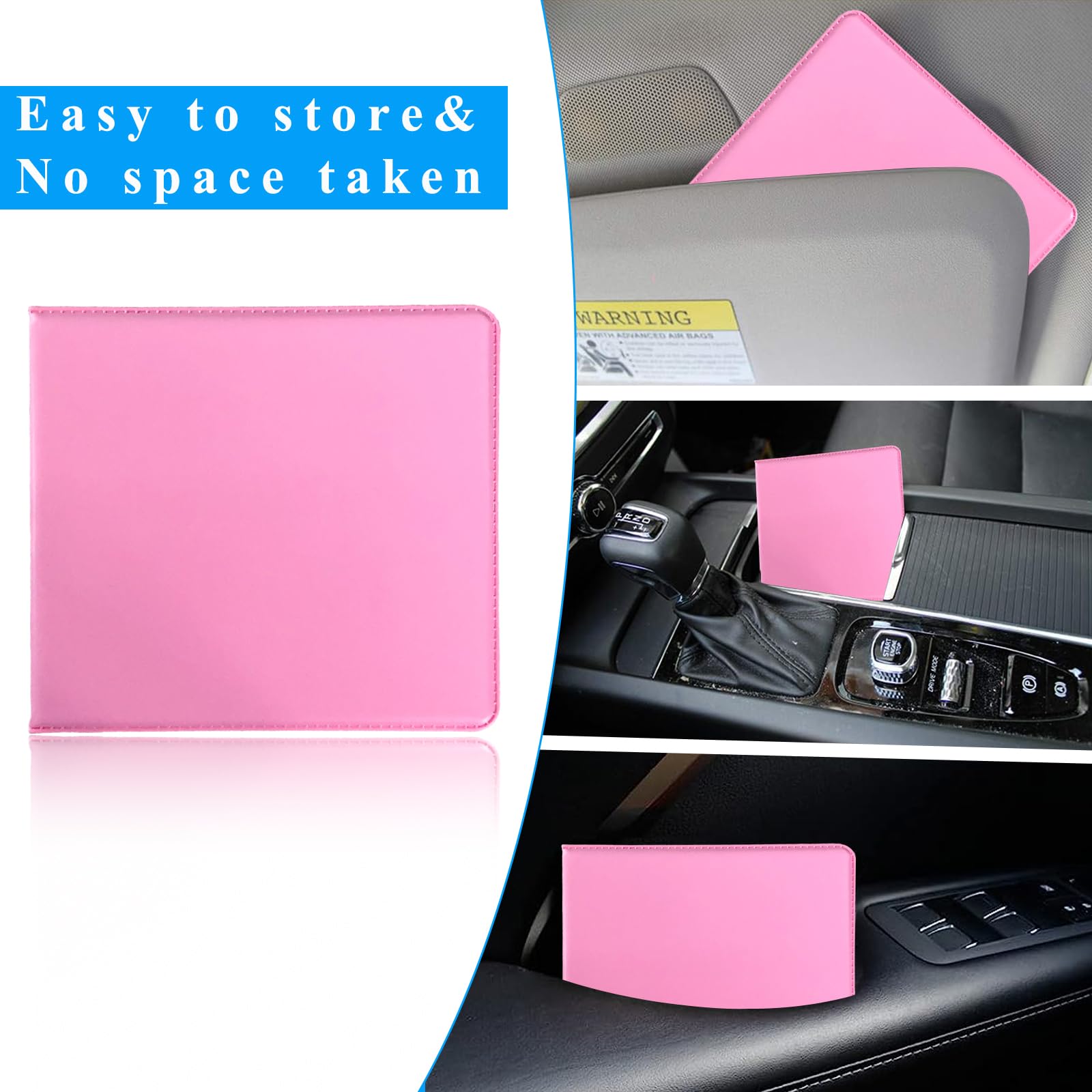 Kewucn 2 PCS Car Registration Insurance Holder, Essential Auto Card Glove Box Organizer, Vehicle Interior Accessories Perfect for Most Car, Truck, SUV (10.55''×4.8'', Pink)