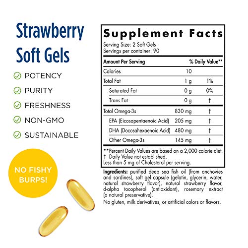Nordic Naturals DHA, Strawberry - 180 Soft Gels - 830 mg Omega-3 - High-Intensity DHA Formula for Brain & Nervous System Support - Non-GMO - 90 Servings