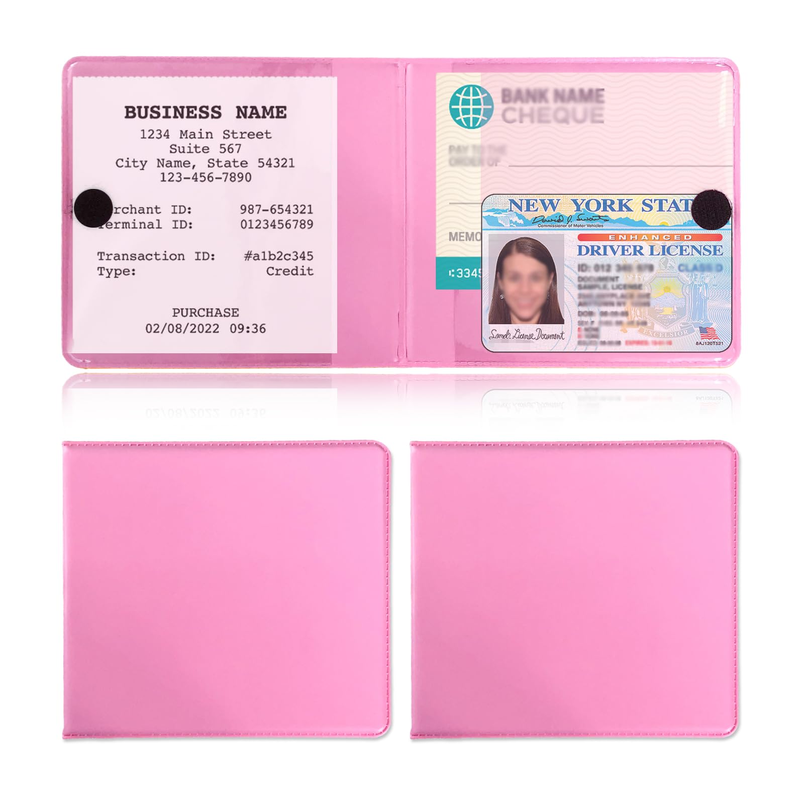 Kewucn 2 PCS Car Registration Insurance Holder, Essential Auto Card Glove Box Organizer, Vehicle Interior Accessories Perfect for Most Car, Truck, SUV (10.55''×4.8'', Pink)