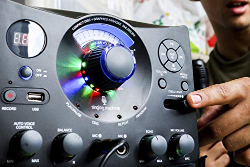 Singing Machine SML385UBK Bluetooth Karaoke System with LED Disco Lights, CD+G, USB, and Microphone, Karaoke Machine for Kids and Adults, Black [Amazon Exclusive]