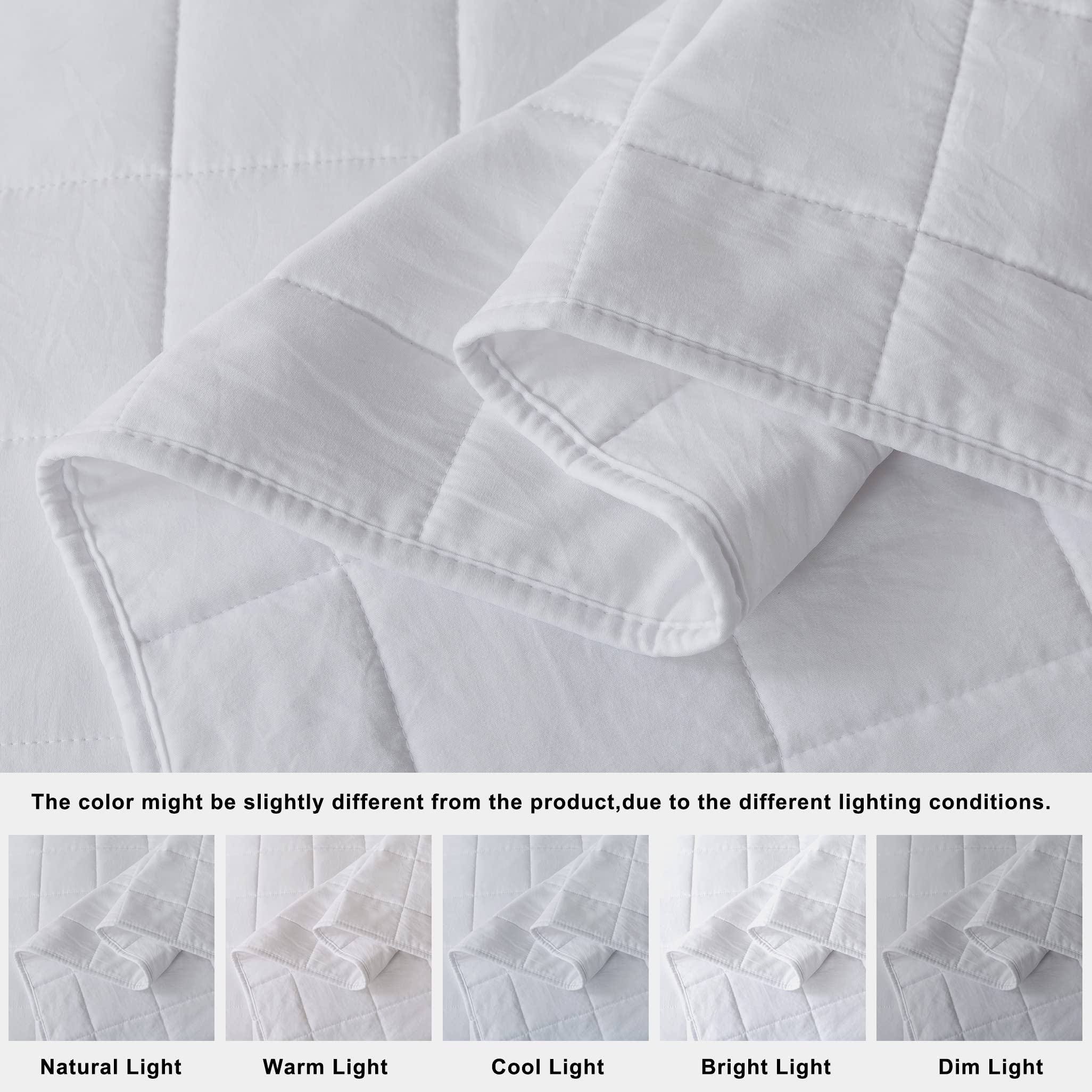 B2EVER White Quilt Queen Size Bedding Sets with Pillow Shams, Lightweight Soft Bedspread Coverlet, Quilted Blanket Thin Comforter Bed Cover for All Season Spring Summer, 3 Pieces, 90x90 inches