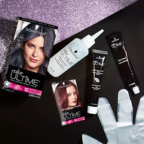 Schwarzkopf Color Ultime Metallic Permanent Hair Color Cream, 3.45 Glossy Steel