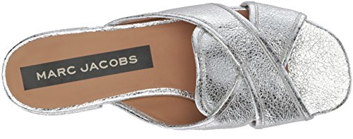 Marc Jacobs Women's AURORA FLAT SANDAL Slide, silver, 36 M EU (6 US)