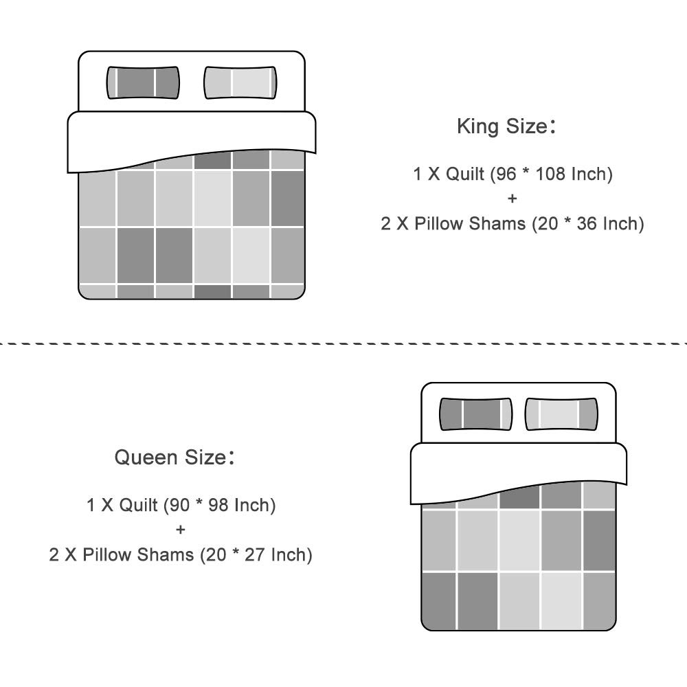 Travan 3-Piece Queen Quilt Set Quilted Bedspread Oversized Microfiber Lightweight Coverlet Set with Shams Reversible Printed Coverlet Bedding Set for All Season, Slate Blue, Queen Size