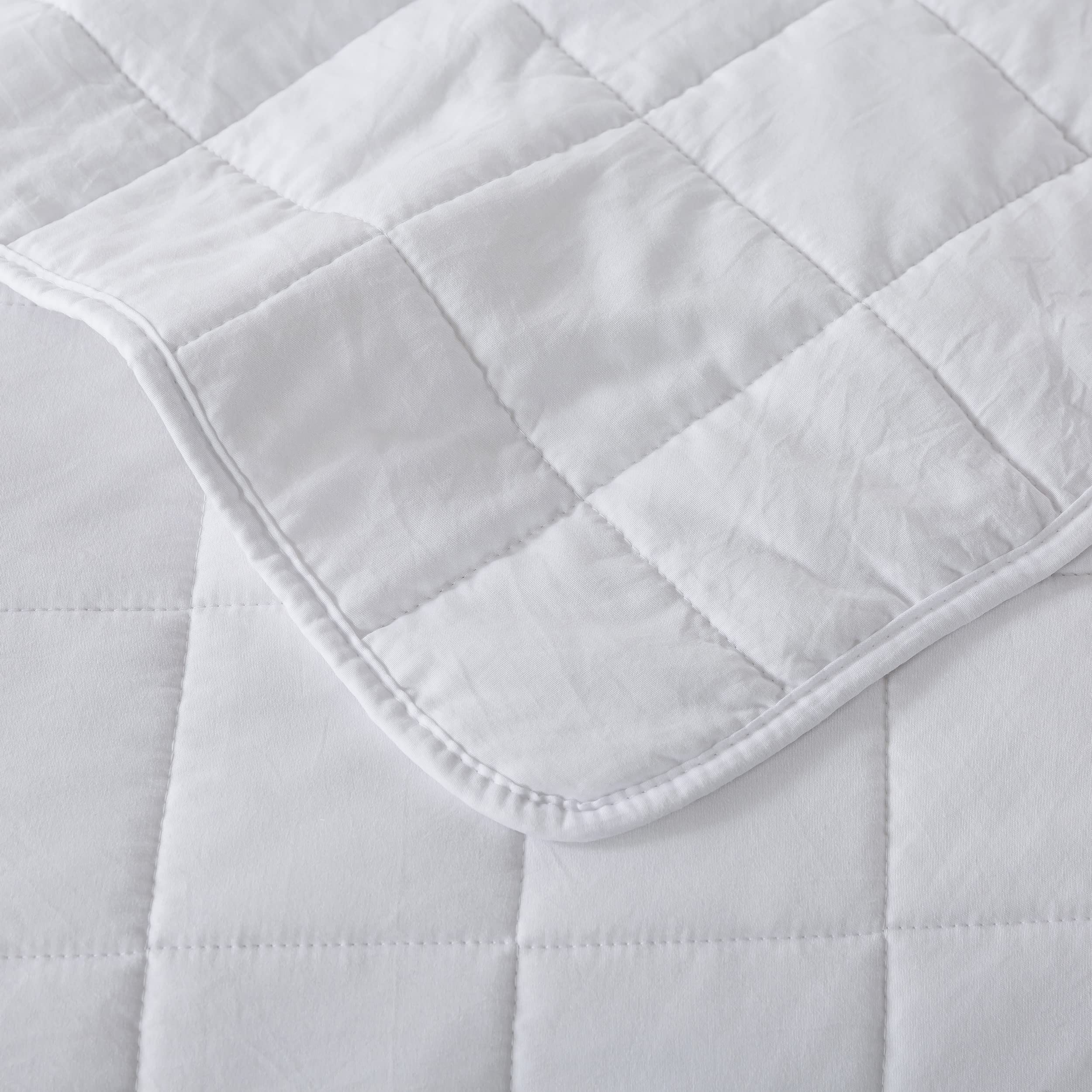 B2EVER White Quilt Queen Size Bedding Sets with Pillow Shams, Lightweight Soft Bedspread Coverlet, Quilted Blanket Thin Comforter Bed Cover for All Season Spring Summer, 3 Pieces, 90x90 inches
