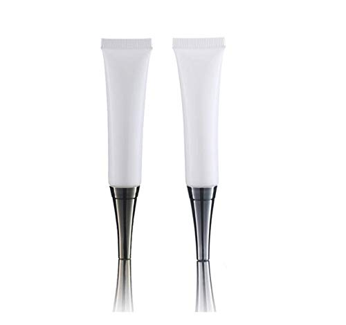 6PCS 15ML/0.5oz Empty White Plastic Soft Squeeze Tubes Cosmetic Eye Cream Tube Bottle with Silver Cap Makeup Sample Travel Packing Container Jars Dispenser for Eyecream Lip Balm Gloss DIY Beauty Tool