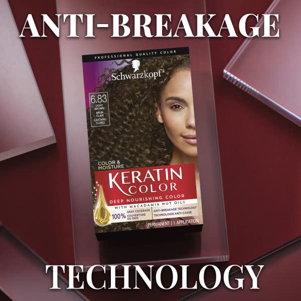 Schwarzkopf Keratin Color, Color & Moisture Permanent Hair Color Cream, 6.83 Light Brown
