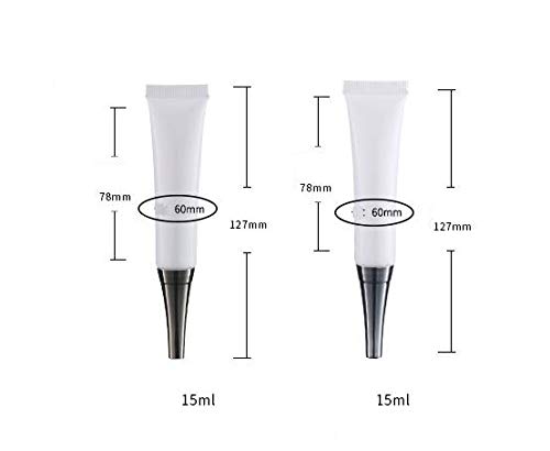 6PCS 15ML/0.5oz Empty White Plastic Soft Squeeze Tubes Cosmetic Eye Cream Tube Bottle with Silver Cap Makeup Sample Travel Packing Container Jars Dispenser for Eyecream Lip Balm Gloss DIY Beauty Tool