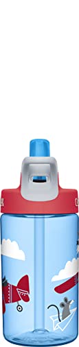 CamelBak eddy Kids Water Bottle - CamelBak Kids Big Bite Valve - Spill Proof - Water Bottle For Kids - BPA-Free Water Bottle - 12oz, Airplane Bandits