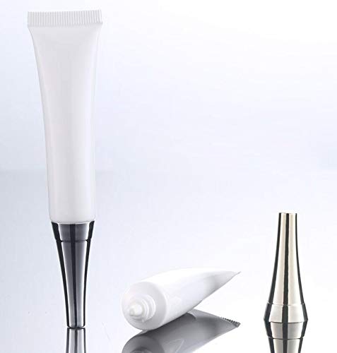 6PCS 15ML/0.5oz Empty White Plastic Soft Squeeze Tubes Cosmetic Eye Cream Tube Bottle with Silver Cap Makeup Sample Travel Packing Container Jars Dispenser for Eyecream Lip Balm Gloss DIY Beauty Tool