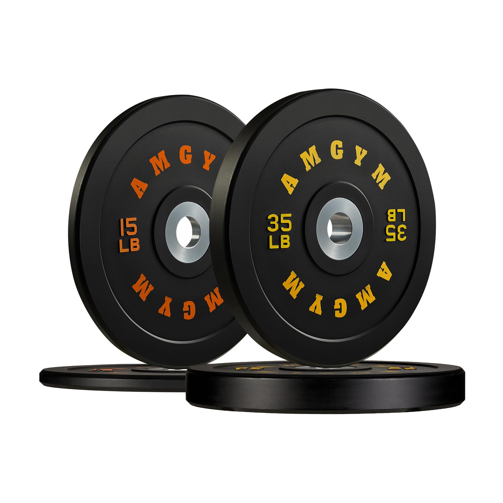 AMGYM Bumper Plates, 2-inch Bumper Plate, Color Coded Olympic Gym Weights with Steel Hub, Set with High Density Rubber (100 LB 2x15+2x35LB)