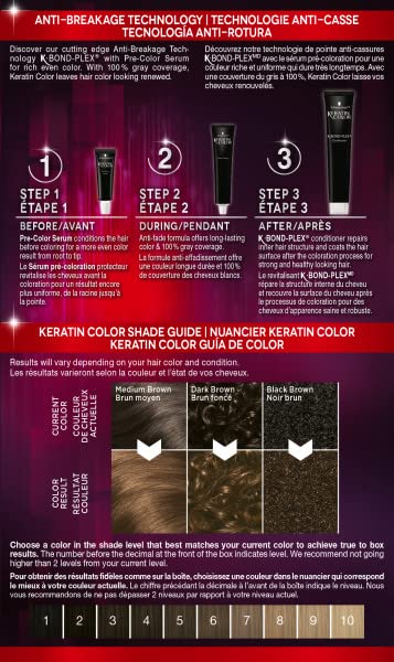 Schwarzkopf Keratin Color, Color & Moisture Permanent Hair Color Cream, 6.83 Light Brown