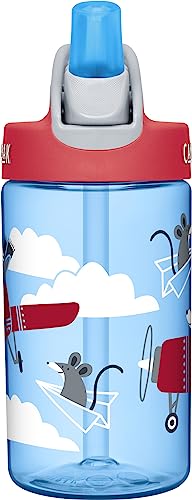CamelBak eddy Kids Water Bottle - CamelBak Kids Big Bite Valve - Spill Proof - Water Bottle For Kids - BPA-Free Water Bottle - 12oz, Airplane Bandits