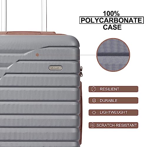 CLUCI Carry On Luggage with Spinner Wheels,Lightweight Hardside Suitcase PC Hardshell Luggage with TSA Lock,20" Carry-On(Dark gray)