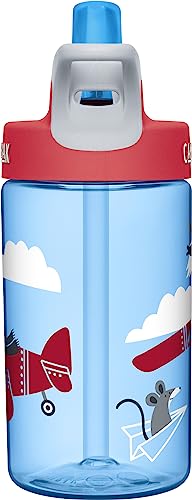 CamelBak eddy Kids Water Bottle - CamelBak Kids Big Bite Valve - Spill Proof - Water Bottle For Kids - BPA-Free Water Bottle - 12oz, Airplane Bandits
