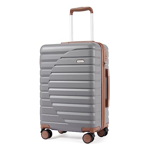 CLUCI Carry On Luggage with Spinner Wheels,Lightweight Hardside Suitcase PC Hardshell Luggage with TSA Lock,20" Carry-On(Dark gray)