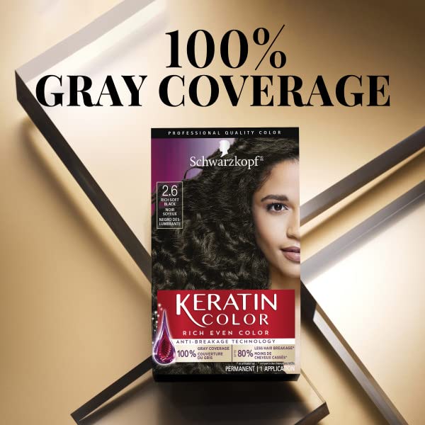 Schwarzkopf Keratin Color Permanent Hair Color Cream, 2.6 Rich Black