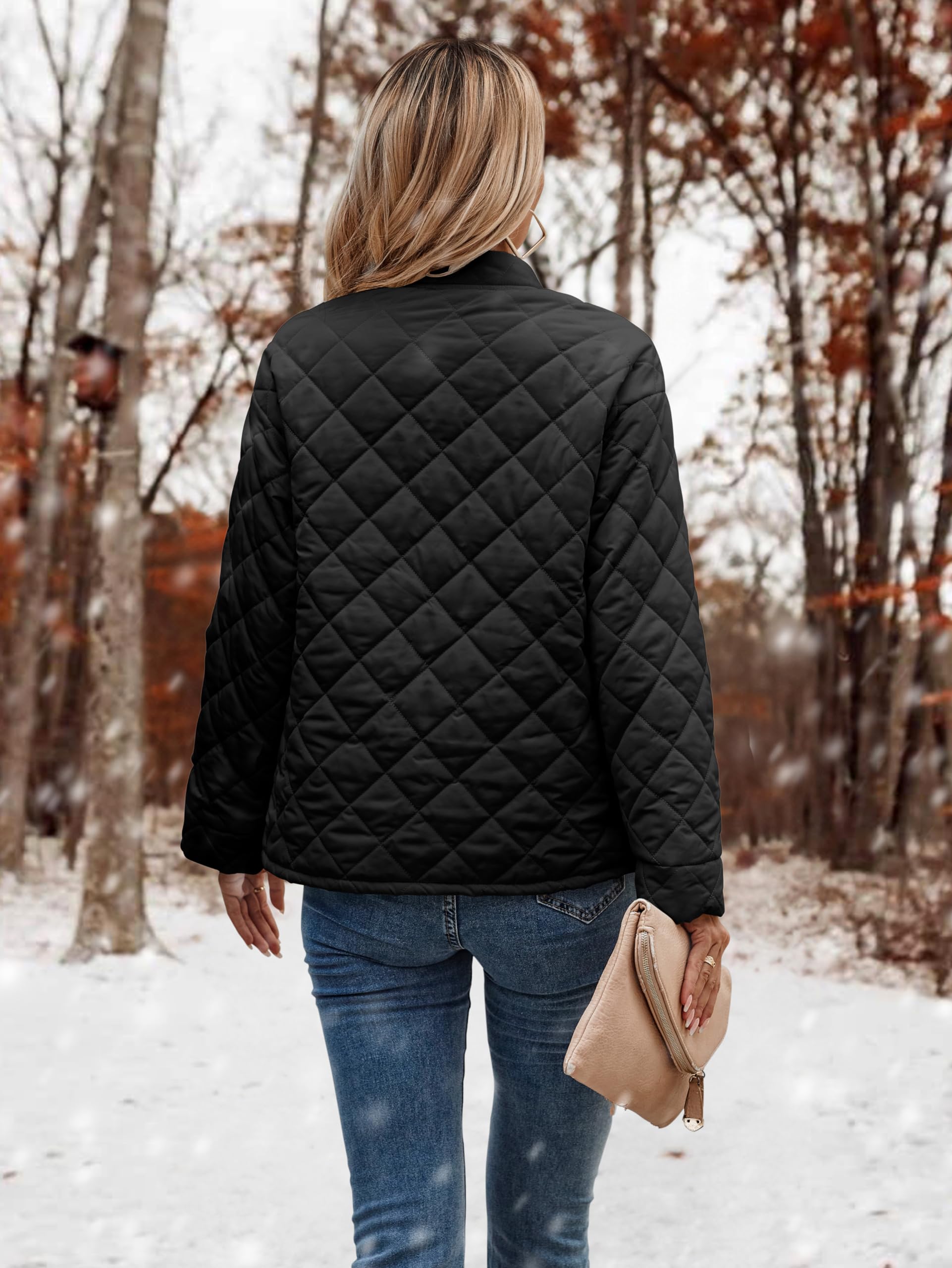 AUTOMET Womens Quilted Jackets Long Sleeve Button Down Bomber Jackets with Pockets Casual Winter Lounge Cotton Wear