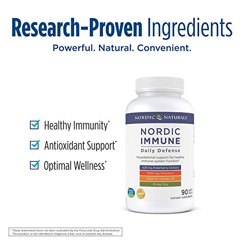 Nordic Naturals Nordic Immune Daily Defense - 90 Soft Gels - Vitamin C, Vitamin D3, Zinc & Elderberry Extract - Immune Support, Antioxidant - Non-GMO - 30 Servings