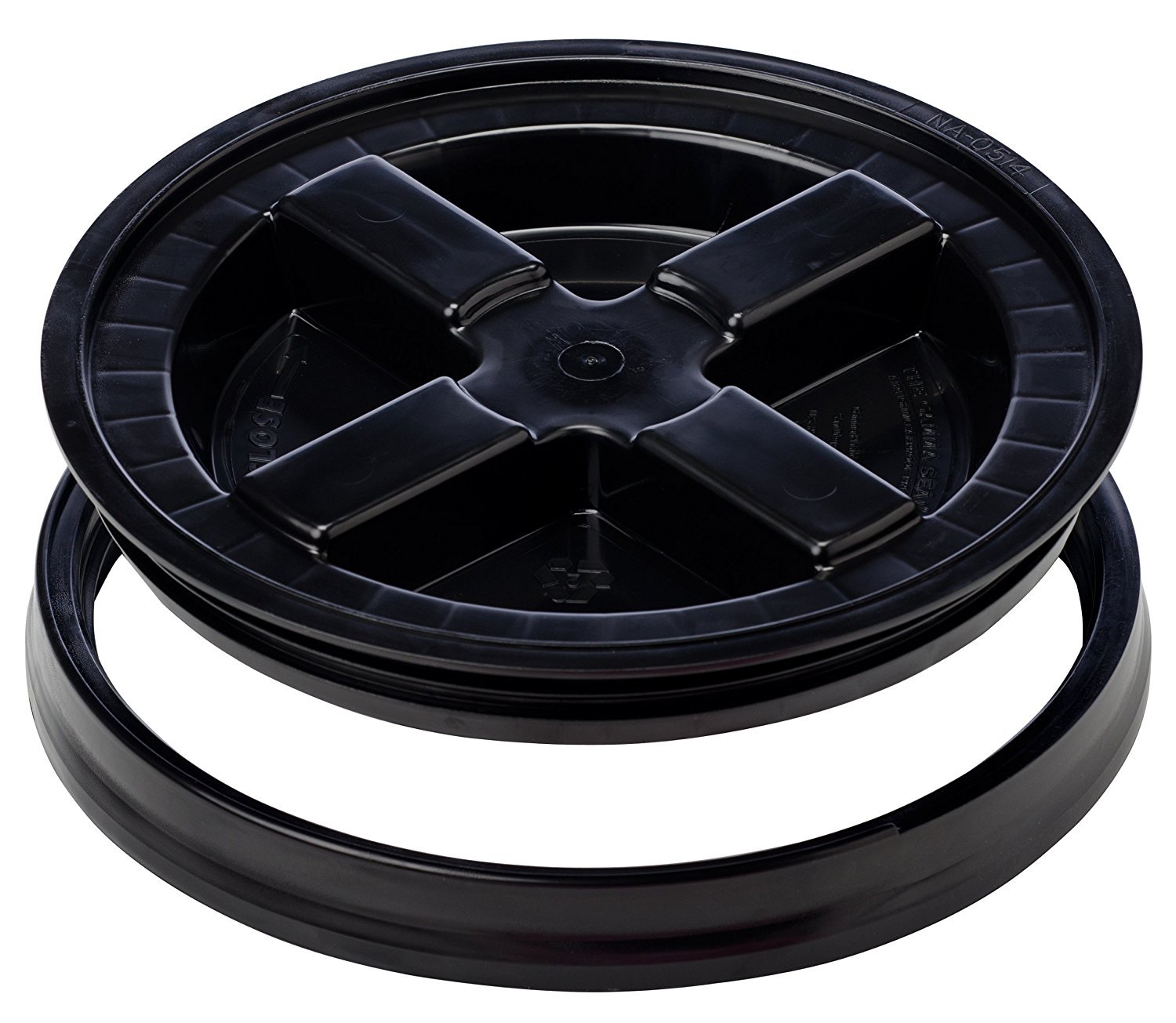 GAMMA2 Gamma Seal Lid - Pet Food Storage Container Lids - Fits 3.5, 5, 6, & 7 Gallon Buckets, Black, Made in USA